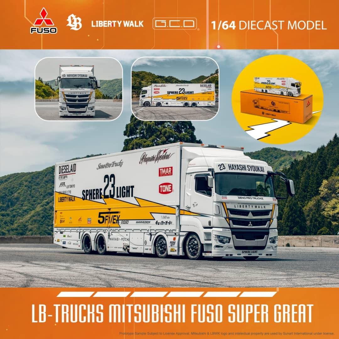 預訂 Pre-Order GCD 1:64 LBWK Mitsubishi LB-TRUCKS Fuso Super Great Lightning 閃電 #23号 / White 白色 ...