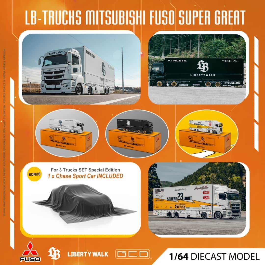 預訂 Pre-Order GCD 1:64 LBWK Mitsubishi LB-TRUCKS Fuso Super Great Lightning 閃電 #23号 / White 白色 ...