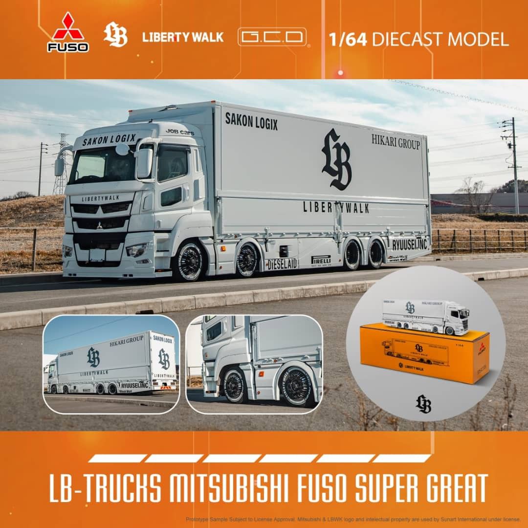 預訂 Pre-Order GCD 1:64 LBWK Mitsubishi LB-TRUCKS Fuso Super Great Lightning 閃電 #23号 / White 白色 ...