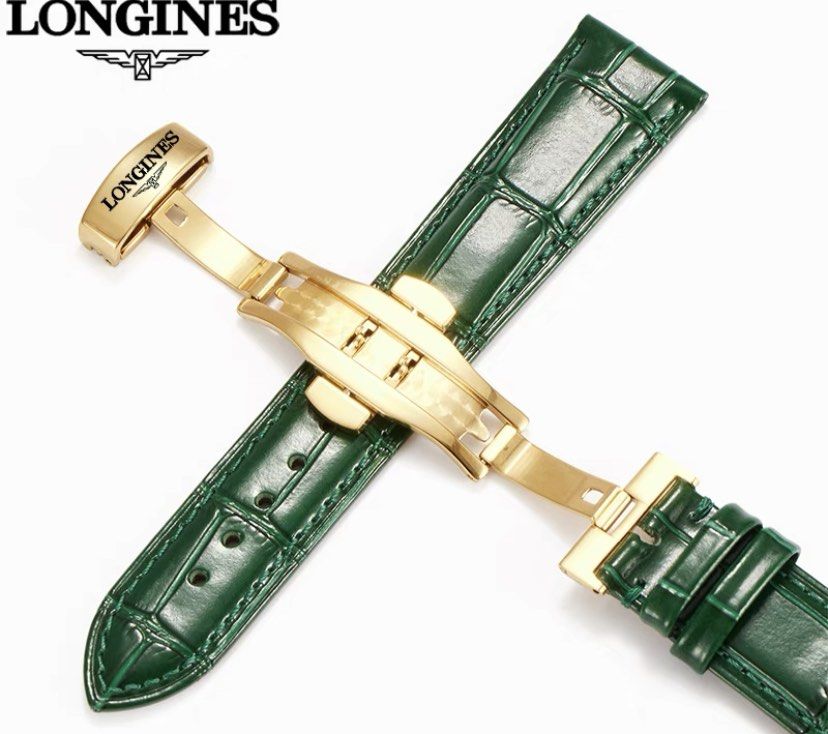 AFTERMARKET LONGINES GENUINE LEATHER WATCH STRAP WITH STAINLESS STEEL DEPLOYMENT FOLDING CLASP ...