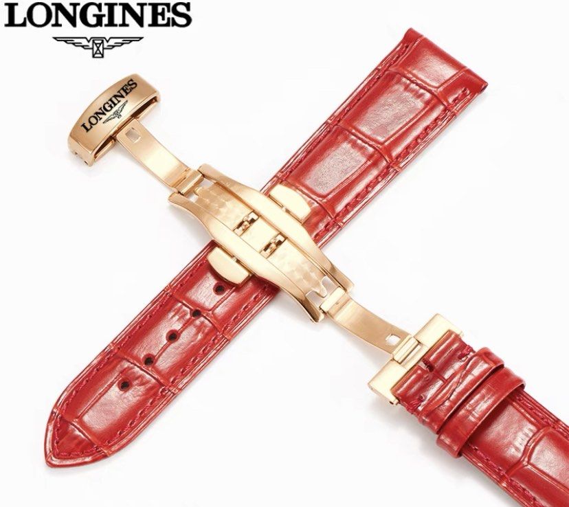 AFTERMARKET LONGINES GENUINE LEATHER WATCH STRAP WITH STAINLESS STEEL DEPLOYMENT FOLDING CLASP ...