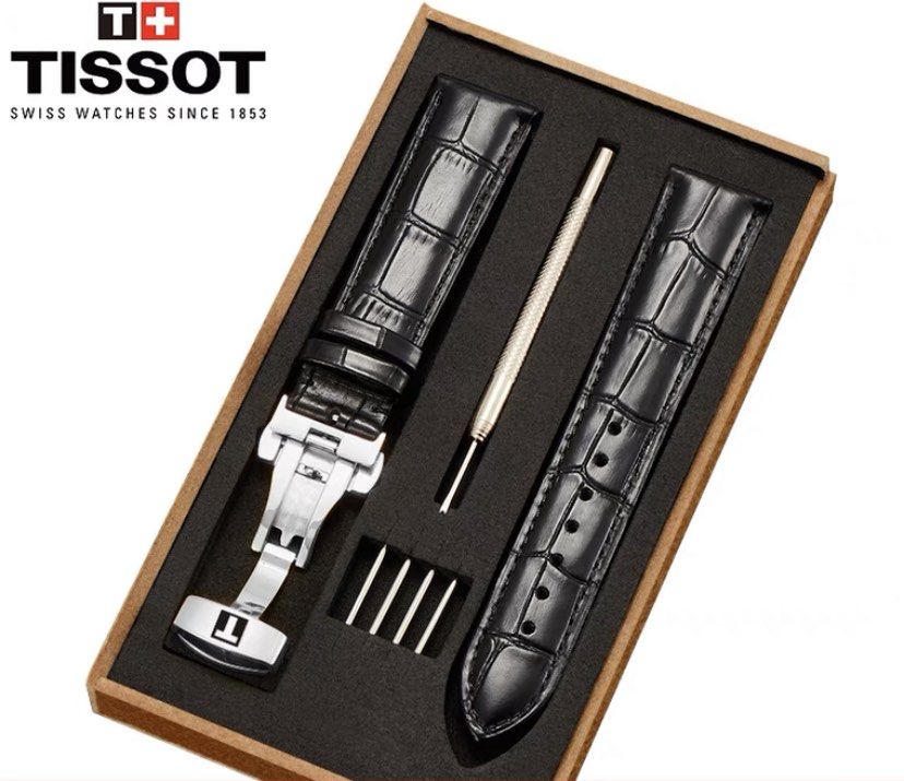 AFTERMARKET TISSOT GENUINE LEATHER WATCH STRAP WITH STAINLESS STEEL ...