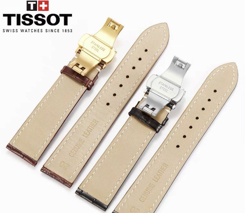 AFTERMARKET TISSOT GENUINE LEATHER WATCH STRAP WITH STAINLESS STEEL ...
