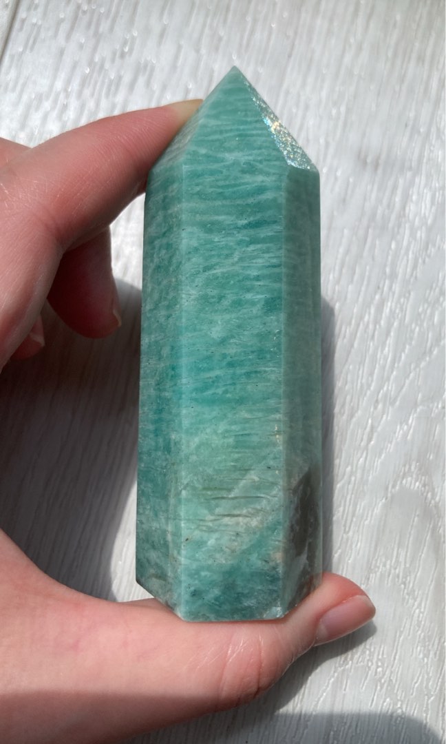 Amazonite tower with black tourmaline inclusion, Women's Fashion ...