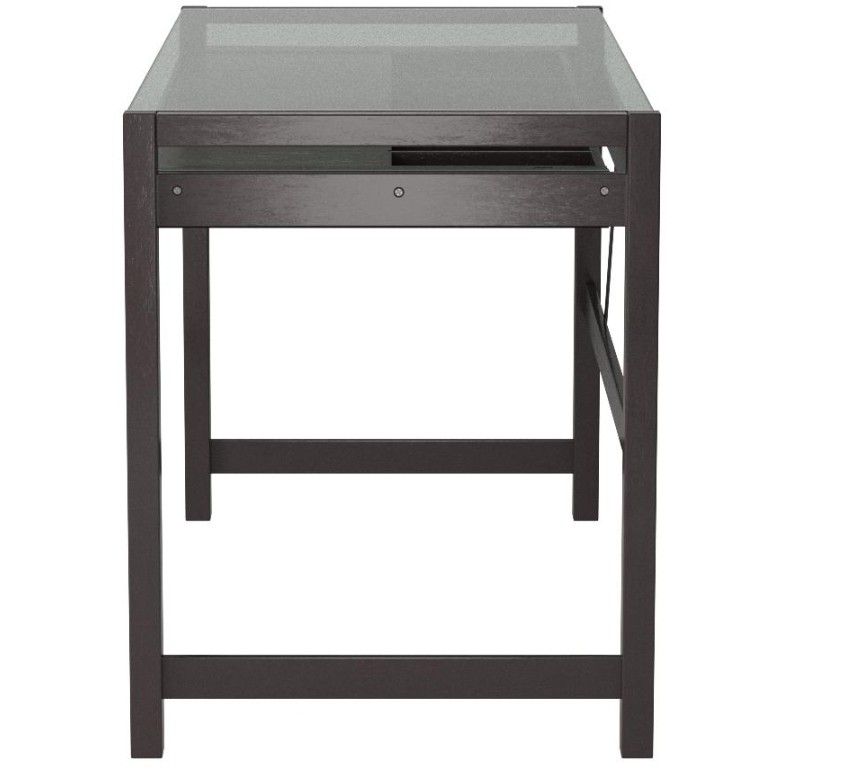 Dark Brown Wood Modern Desk With Glass Top at Sebastian Queale blog