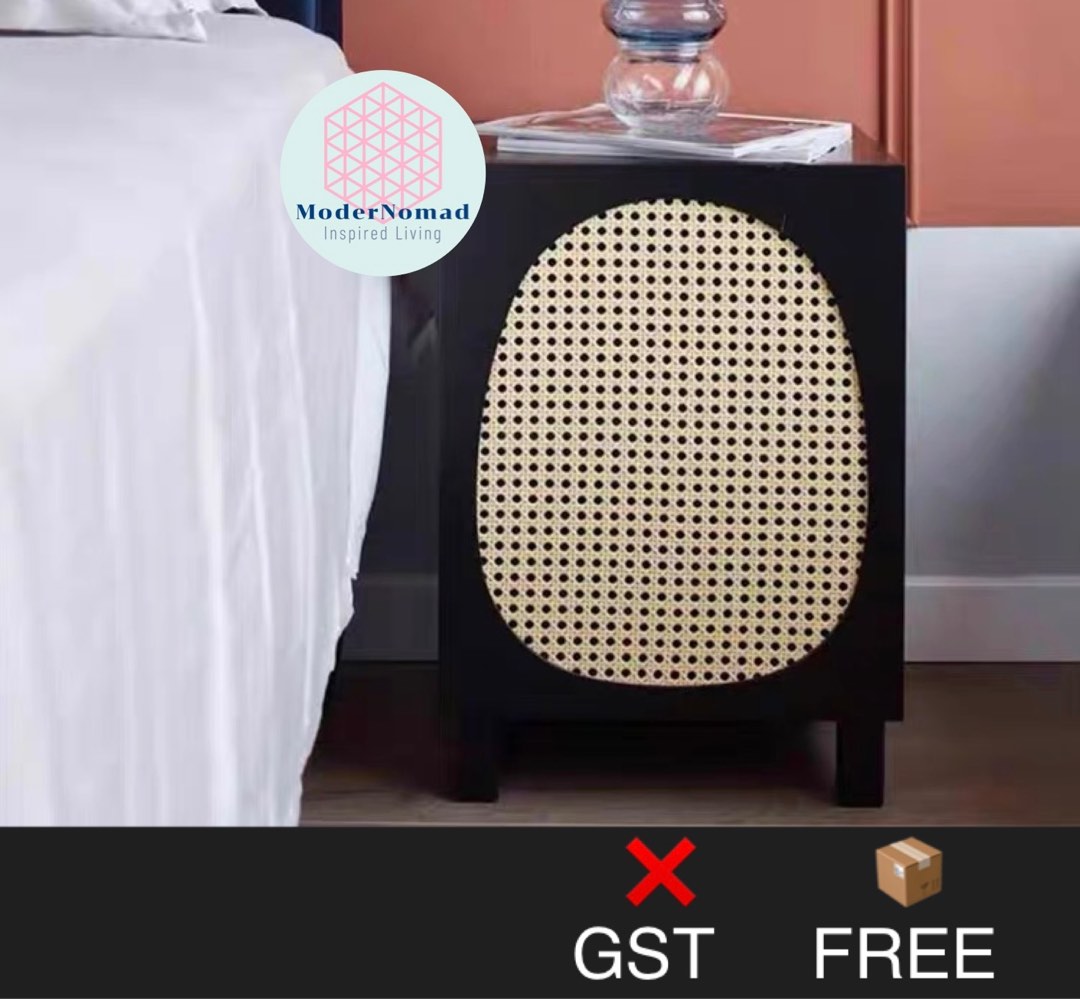 Bedside Table Bedside Cabinet Rattan Side Table Japandi, Furniture ...