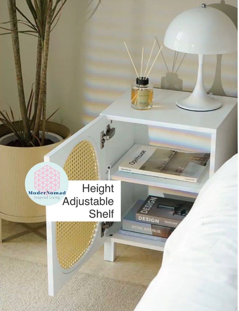 Bedside Table Bedside Cabinet Rattan Side Table Japandi, Furniture ...