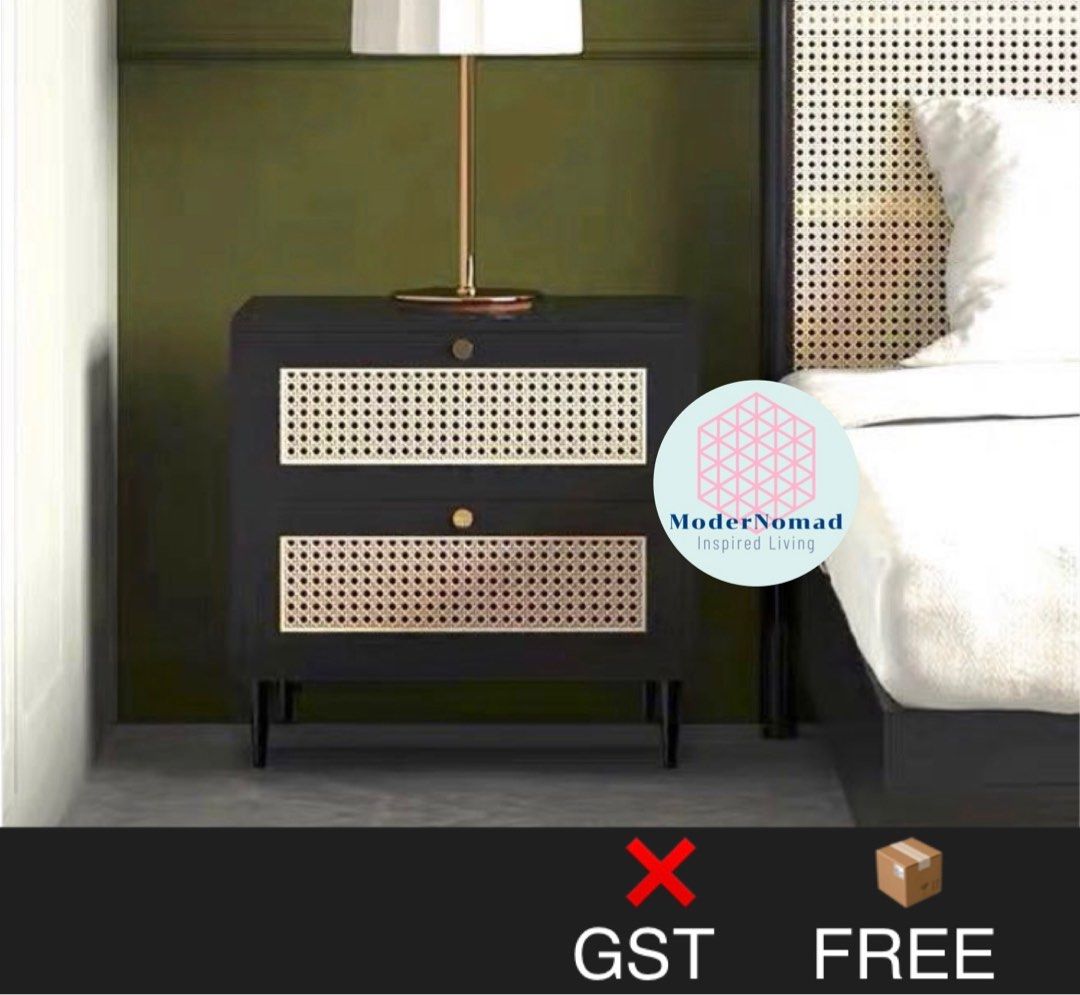 Bedside Table Side Table Rattan Drawer Side Table Japandi, Furniture ...