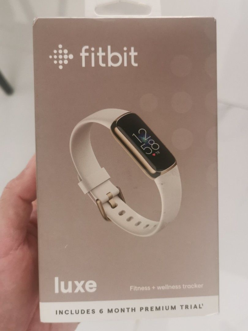 Brand new unused Fitbit Luxe Soft Gold/Lunar White Fitness Wellness Tracker Watch Black Orchid ...