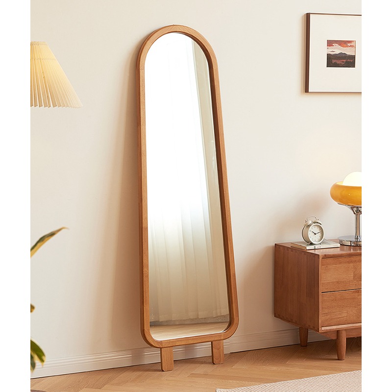 Brown,Walnut Full-Length Mirror Solid wood Frame Mirror Bedroom Mirror ...