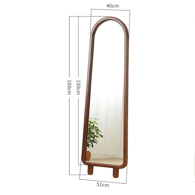 Brown,Walnut Full-Length Mirror Solid wood Frame Mirror Bedroom Mirror ...