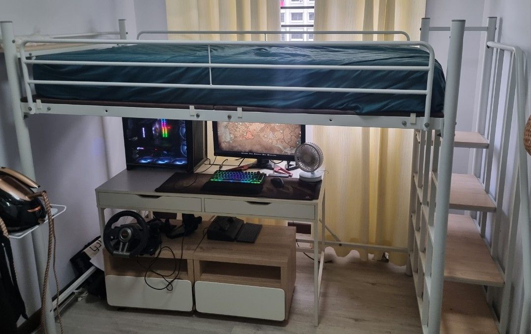 Bunk Bed Frame + Computer Table, Furniture & Home Living, Furniture ...