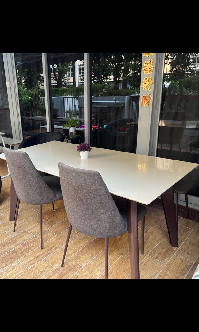 CELLINI marble dining table set , Furniture & Home Living, Furniture ...