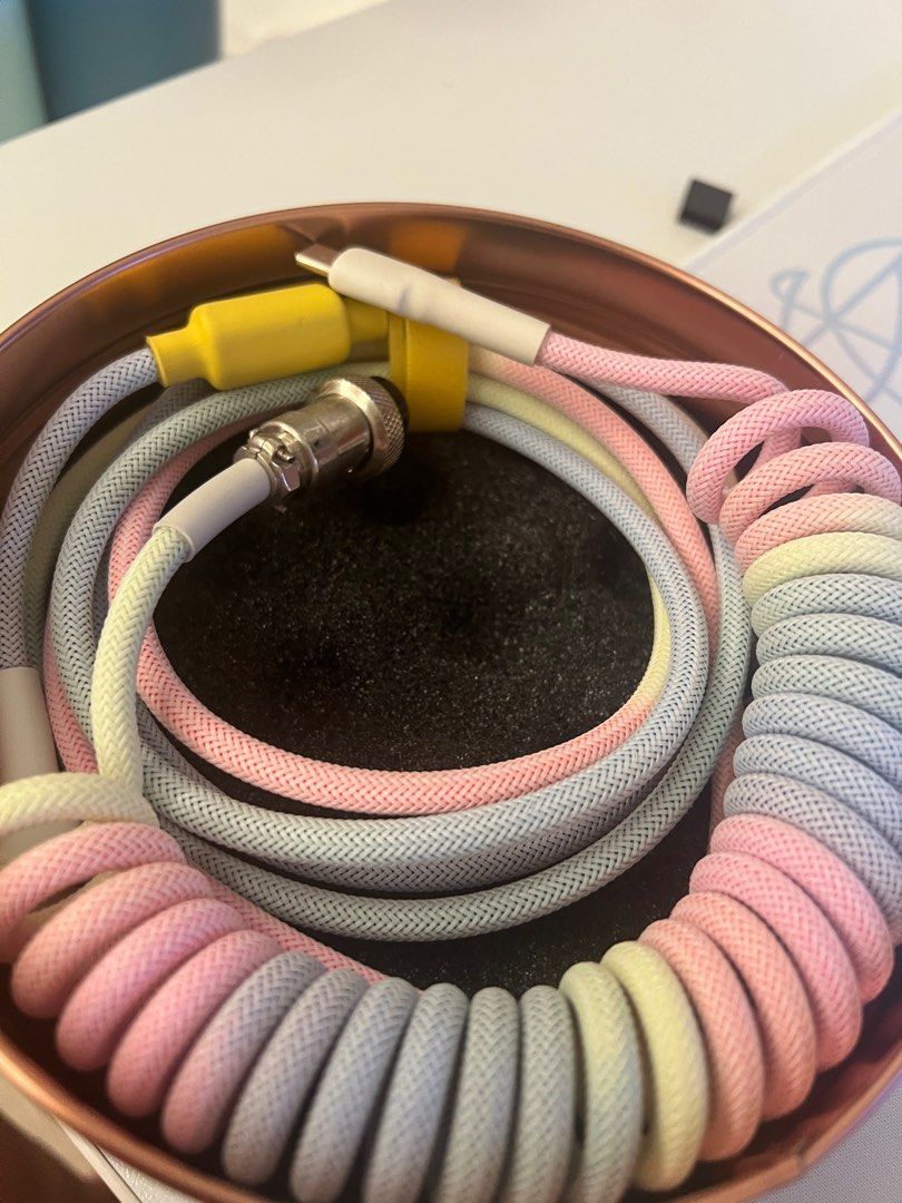 Cute USB C coiled keyboard cable multicolor pastel on Carousell