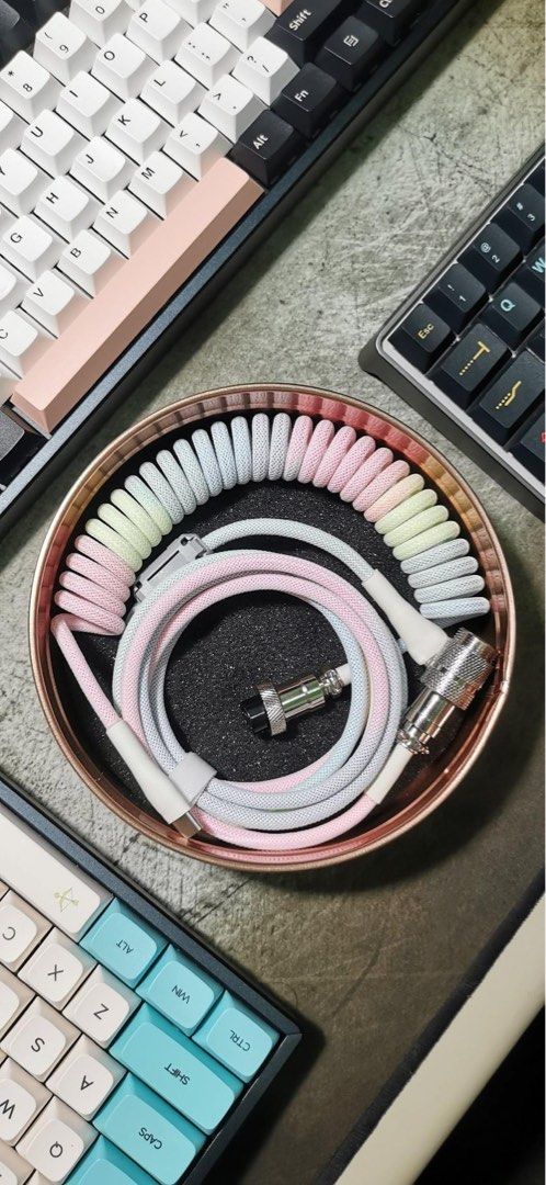 Cute USB C coiled keyboard cable multicolor pastel on Carousell