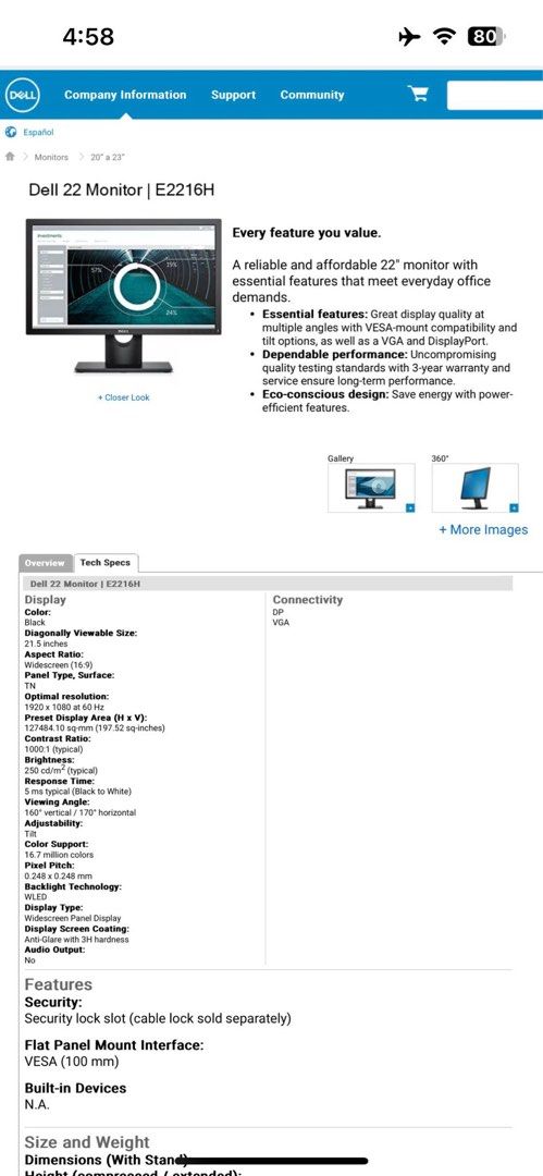 Dell Monitor - 22 inch, Computers & Tech, Parts & Accessories, Monitor ...