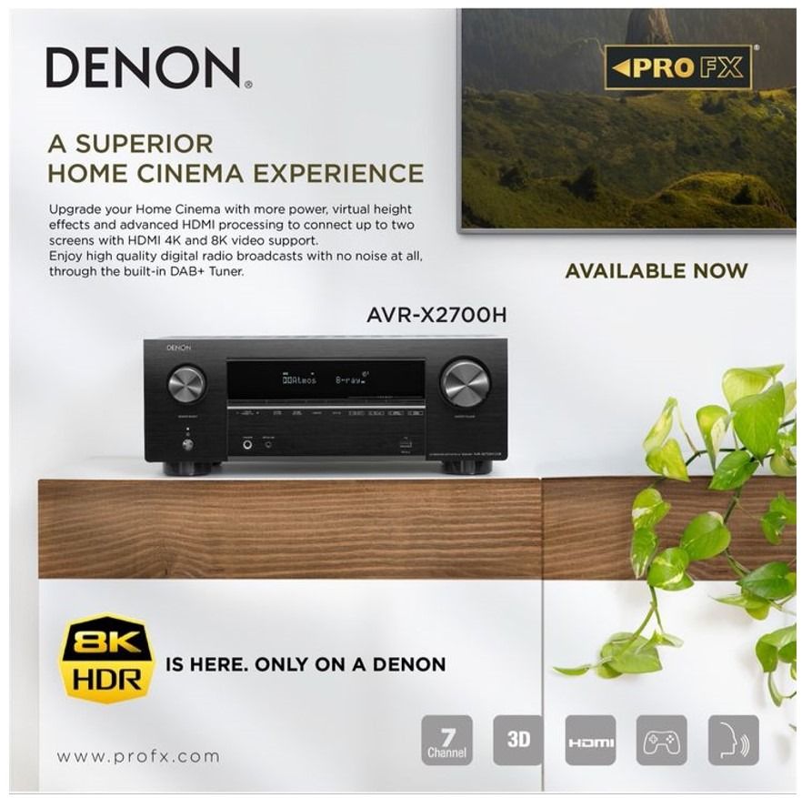 Denon AVR-X2700H 8K Ultra HD 7.2 Channel AV Receiver + Free Gift, Audio ...