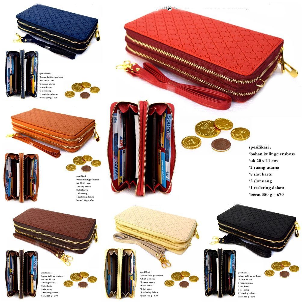 Dompet 2ruang Wanita Kulit Selempang Emboss, Fesyen Wanita, Tas ...