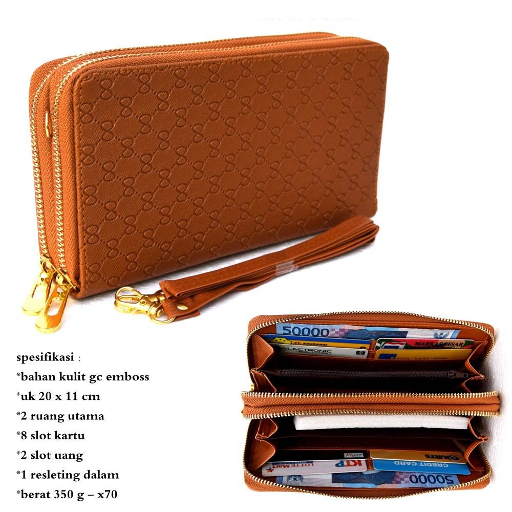 Dompet 2ruang Wanita Kulit Selempang Emboss, Fesyen Wanita, Tas ...