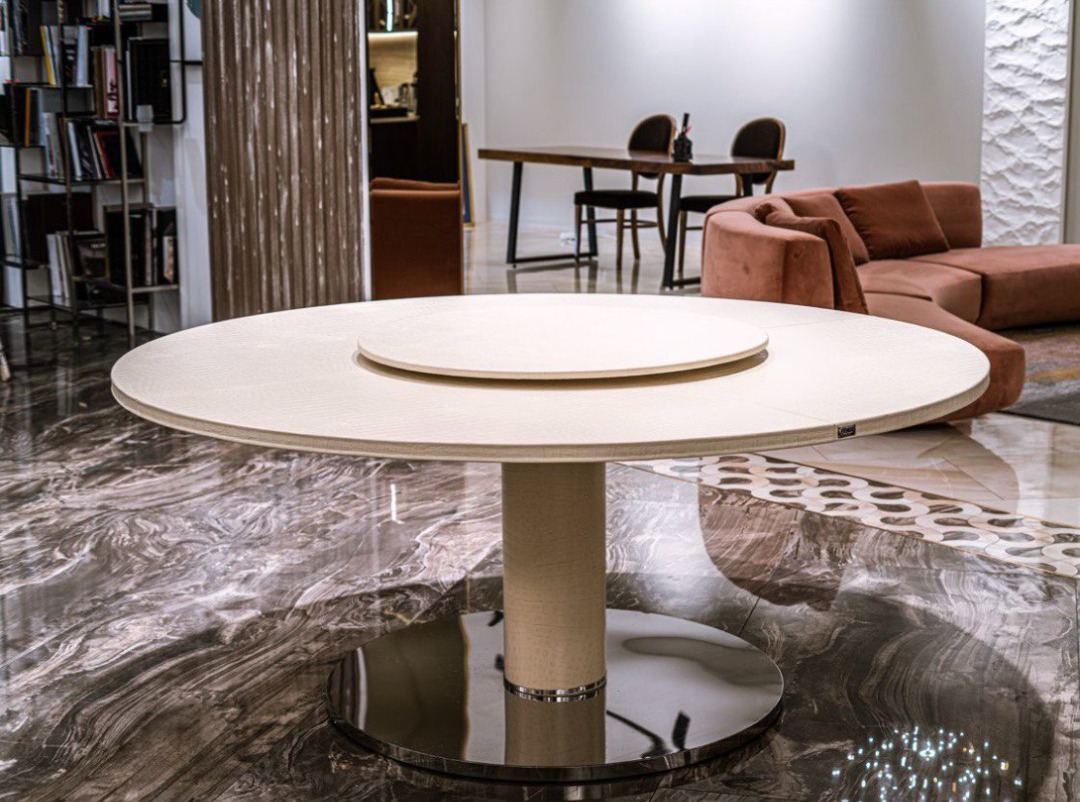 FENDI White Round Croco Leather Dining Table, Furniture & Home Living ...