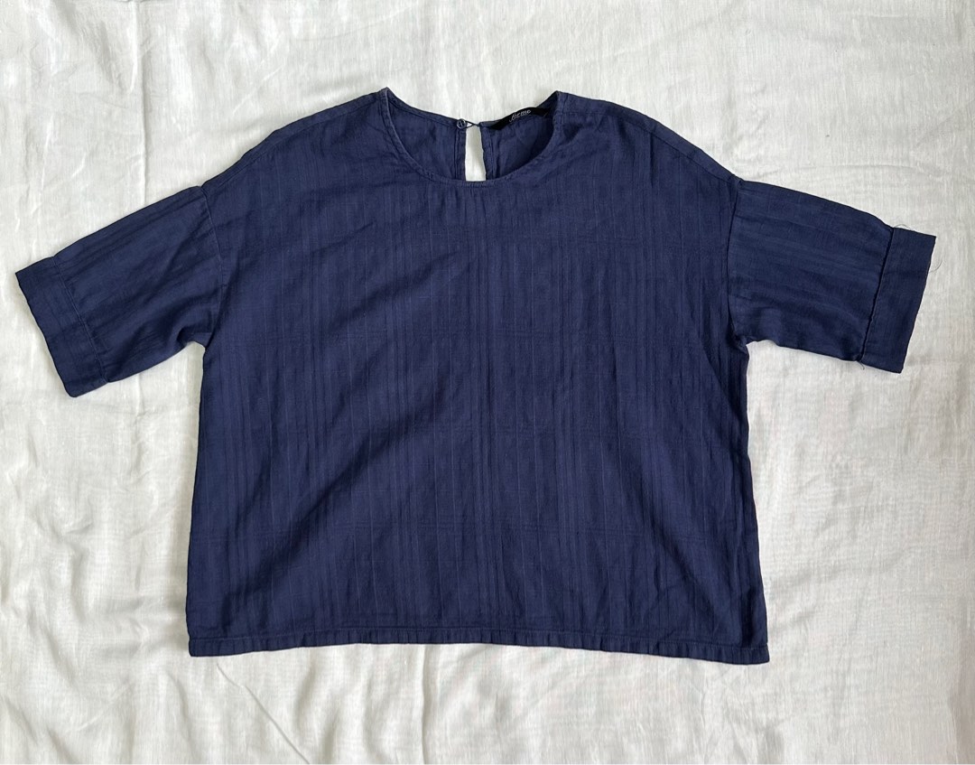 Forme Navy Blue Boxy Top, Women's Fashion, Tops, Shirts on Carousell