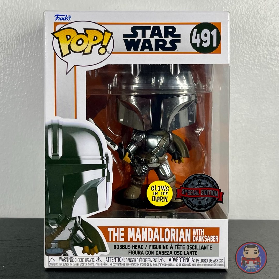 Funko Pop Star Wars - The Mandalorian with Darksaber (Glow in the Dark ...