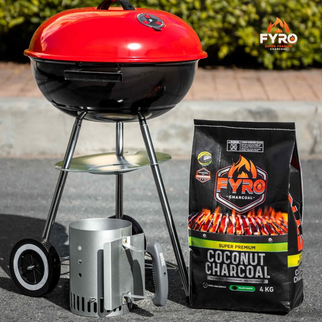 FYRO PREMIUM COCONUT CHARCOAL BRIQUETTES (4kg) Smokeless when lighting ...