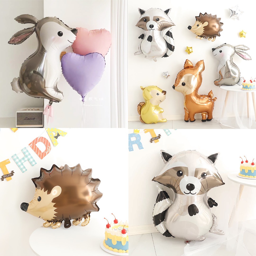 [Helium Inflated] Animal Rabbit Squirrel Hedgehog Foil Balloon Kids ...