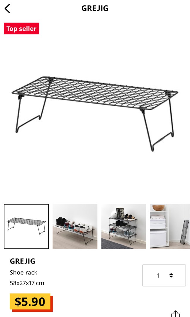 IKEA Shoe Rack (GREJIG), Furniture & Home Living, Furniture, Shelves ...