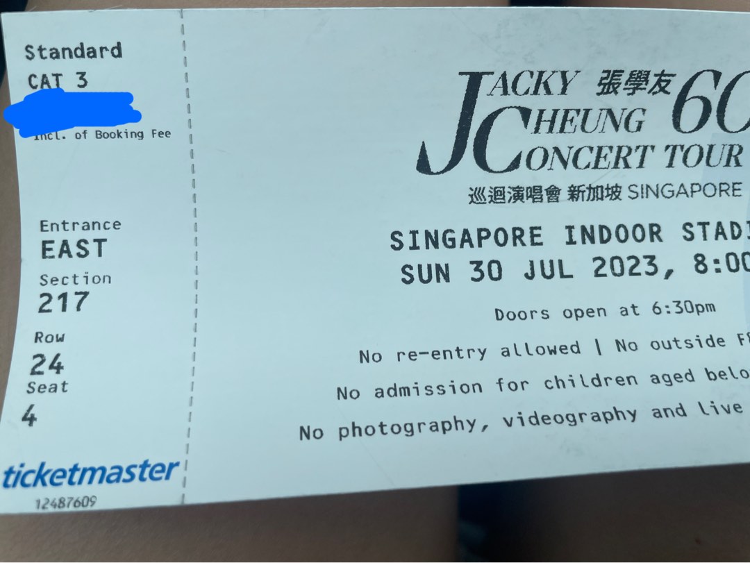 Jacky Cheung 1 ticket on 30 Jul Cat 3, Tickets & Vouchers, Event Tickets on Carousell