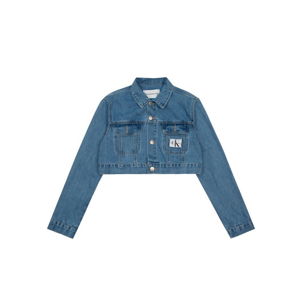 Jennie Calvin Klein Cropped Logo Denim Jacket, Women's Fashion, Coats ...