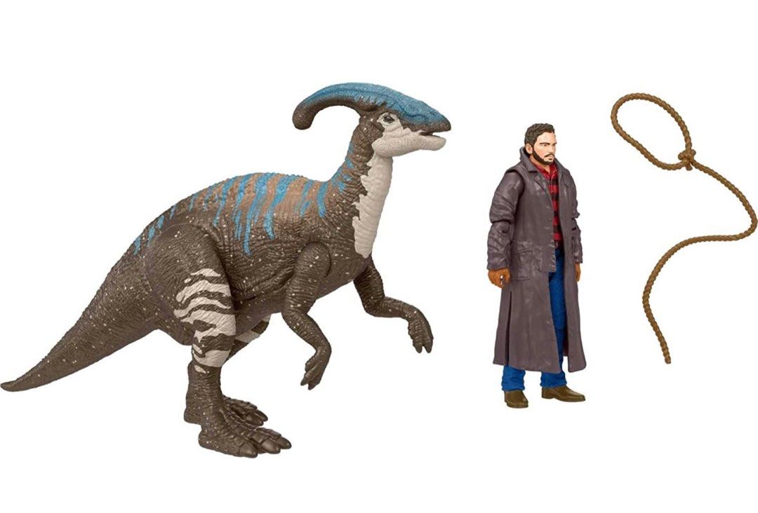 Jurassic World Human & Dino Pack Owen & Parasaurolophus Dinosaur Action ...