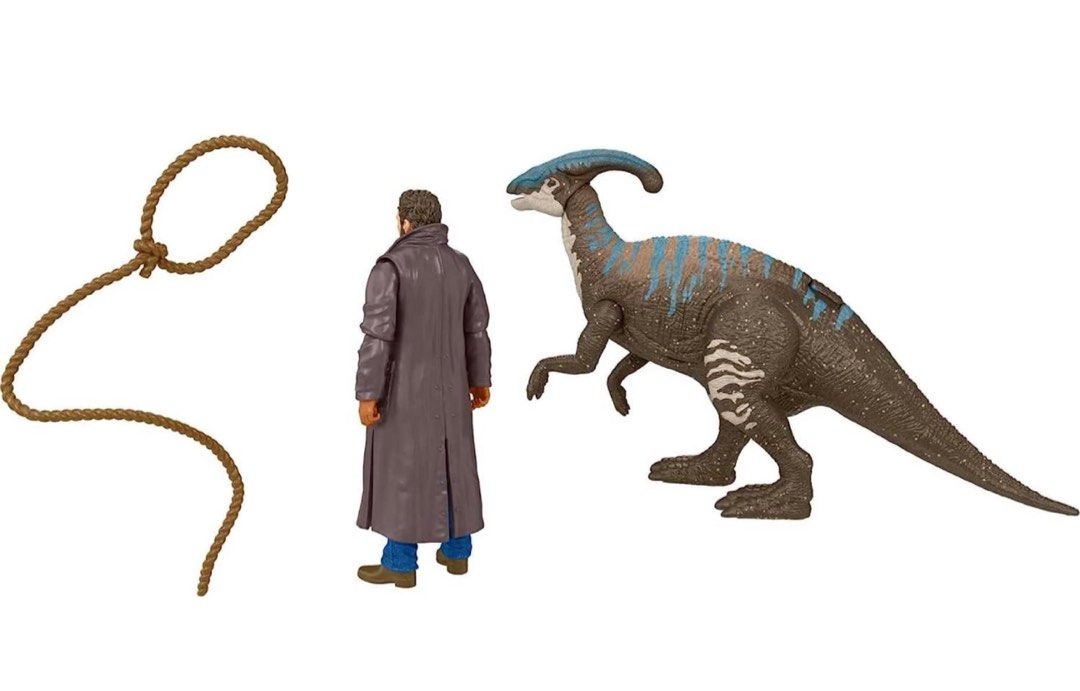Jurassic World Human & Dino Pack Owen & Parasaurolophus Dinosaur Action ...