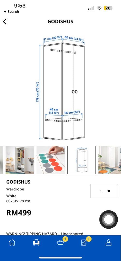 KIDS WARDROBE IKEA GODISHUS, Furniture & Home Living, Furniture, Other ...