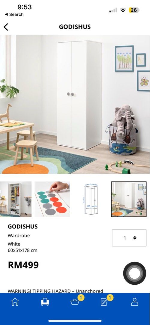 KIDS WARDROBE IKEA GODISHUS, Furniture & Home Living, Furniture, Other ...