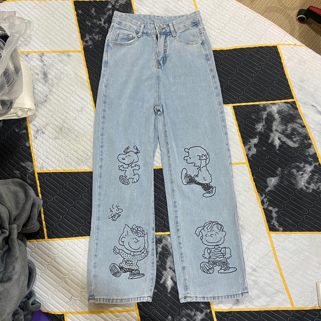 korean cute aesthetic snoopy baggy jeans pants on Carousell