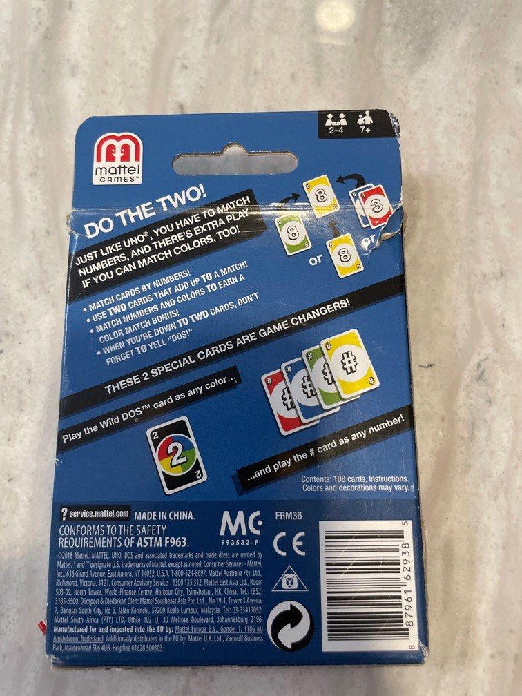 Mattel game - Uno DOS card game, Hobbies & Toys, Toys & Games on Carousell