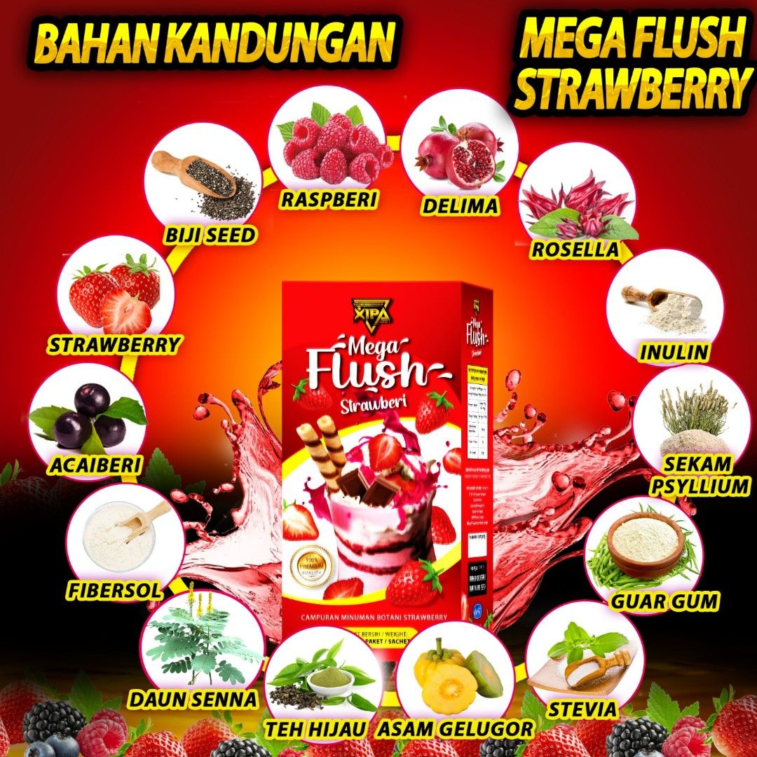 Megaflush Strawberi, Health & Nutrition, Health Supplements, Health ...