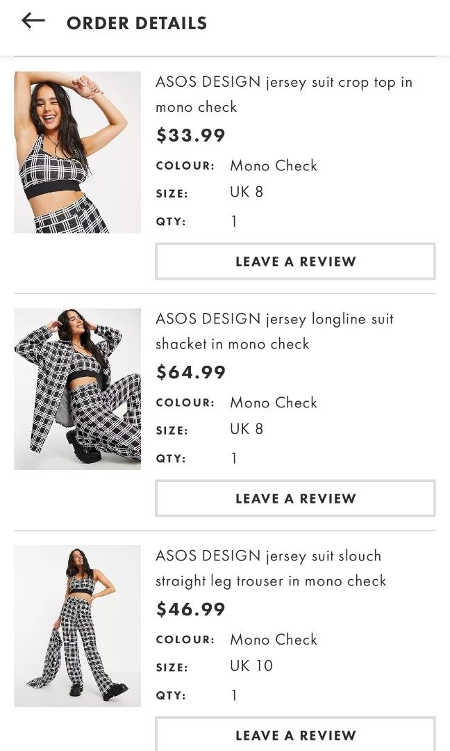 Mono Check - 3 Piece Jersey Set, Women's Fashion, Dresses & Sets, Sets ...