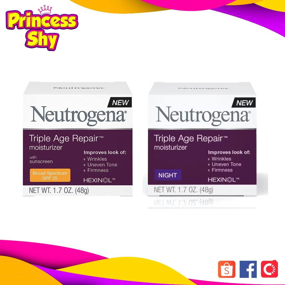 Neutrogena Triple Age Repair Moisturizer Night Cream / Sunscreen Broad ...