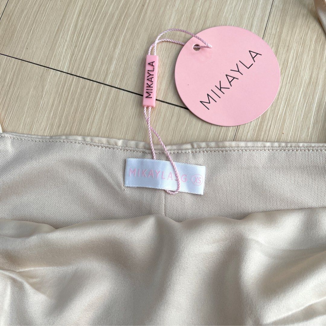 NEW with Tag Mikayla Whitney Satin Tie Shoulder Top Champagne Pink Nude ...