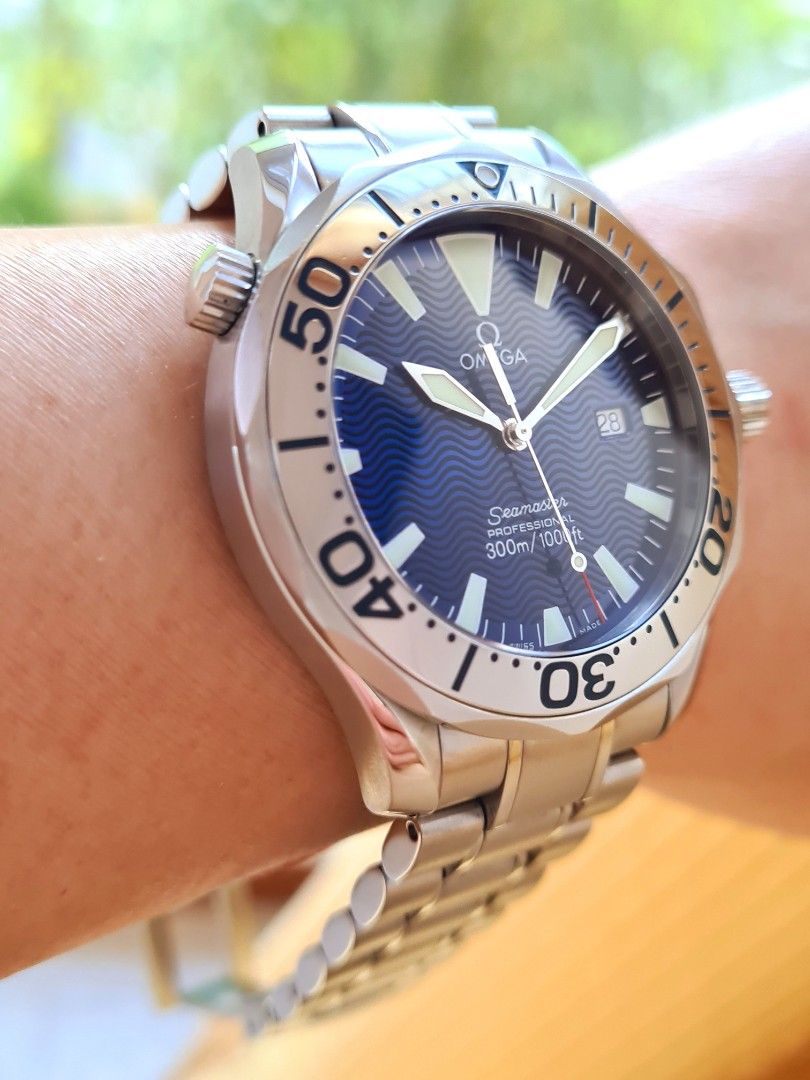 Omega Seamaster Blue Wave Dial Date Steel Quartz Mens 41mm, Luxury ...