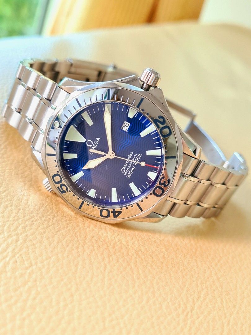 Omega Seamaster Blue Wave Dial Date Steel Quartz Mens 41mm, Luxury ...