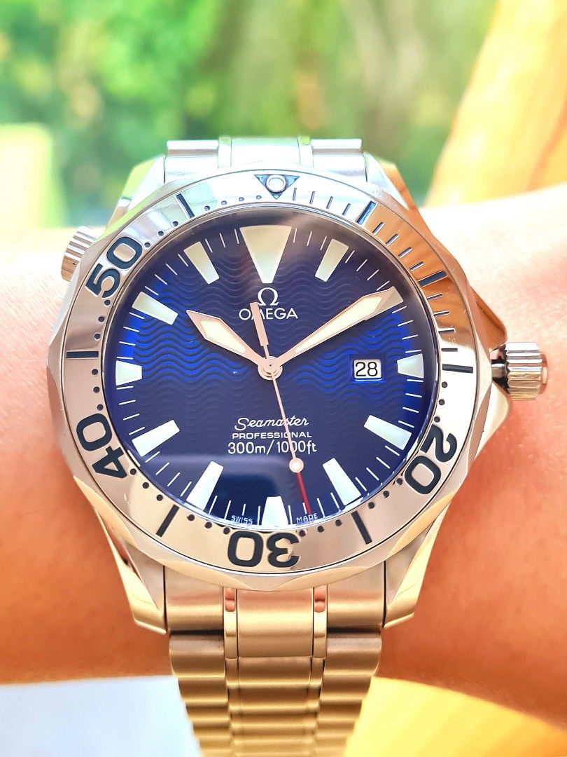 Omega Seamaster Blue Wave Dial Date Steel Quartz Mens 41mm, Luxury ...