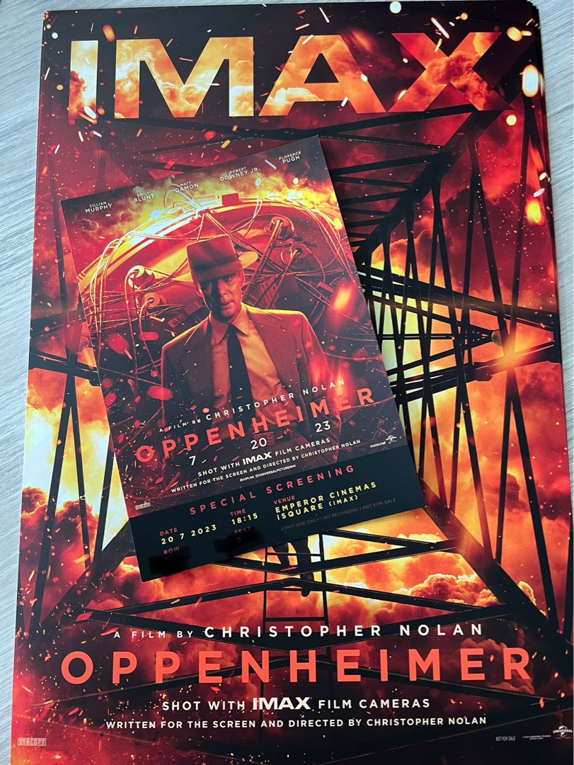 Oppenheimer 特別場門票（已使用）+ IMAX海報一張, 興趣及遊戲, 收藏品及紀念品, 明星周邊 - Carousell