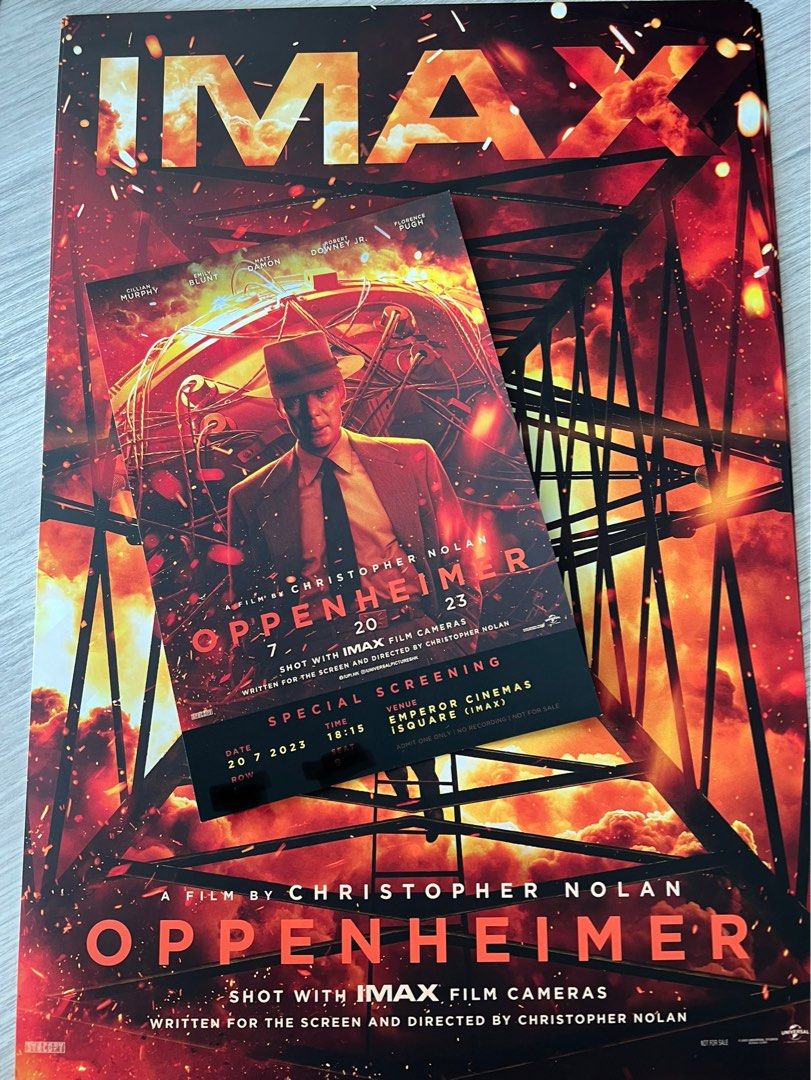 Oppenheimer 特別場門票（已使用）+ IMAX海報一張, 興趣及遊戲, 收藏品及紀念品, 明星周邊 - Carousell