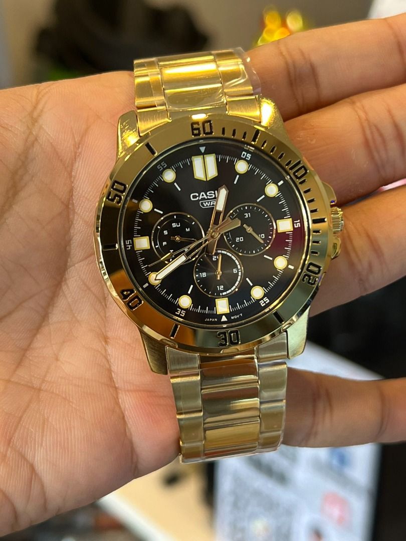 ORIGINAL CASIO Chrono Gold Stainless Steel Men's Watch MTP-VD300G-1E on ...