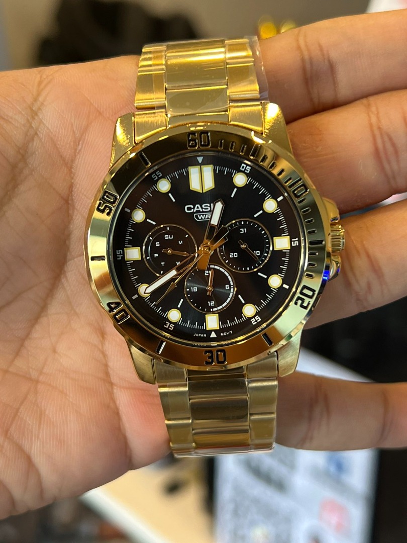 ORIGINAL CASIO Chrono Gold Stainless Steel Men's Watch MTP-VD300G-1E on ...