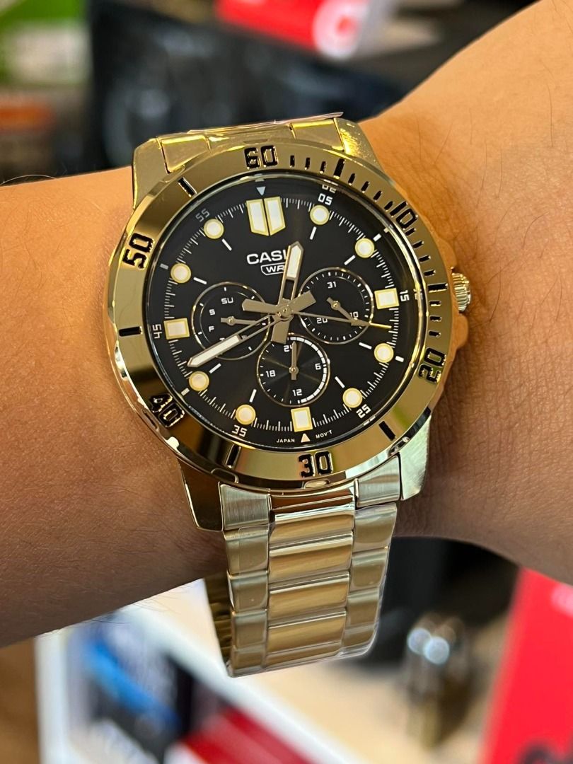 ORIGINAL CASIO Chrono Gold Stainless Steel Men's Watch MTP-VD300G-1E on ...