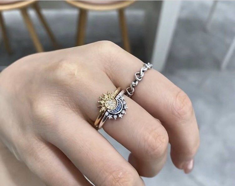 Pandora Celestial Sun & Moon Ring, Women's Fashion, Jewelry ...